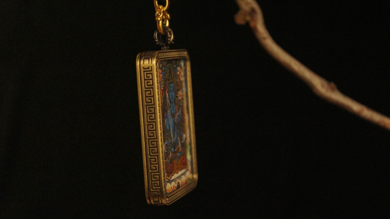 Handcrafted Blue Deity Thangka Pendant Necklace: A Refined Tibetan ...